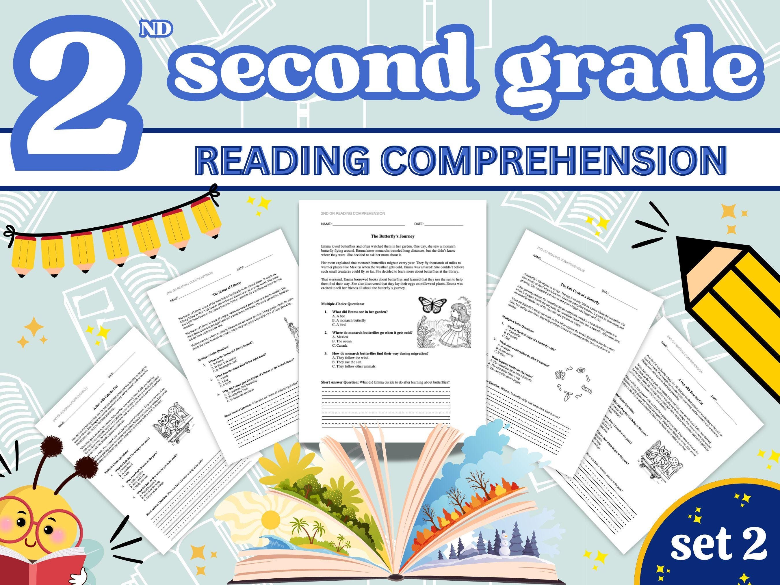 2nd Grade Reading Comprehension Bundle Worksheets | Fun, Engaging ...