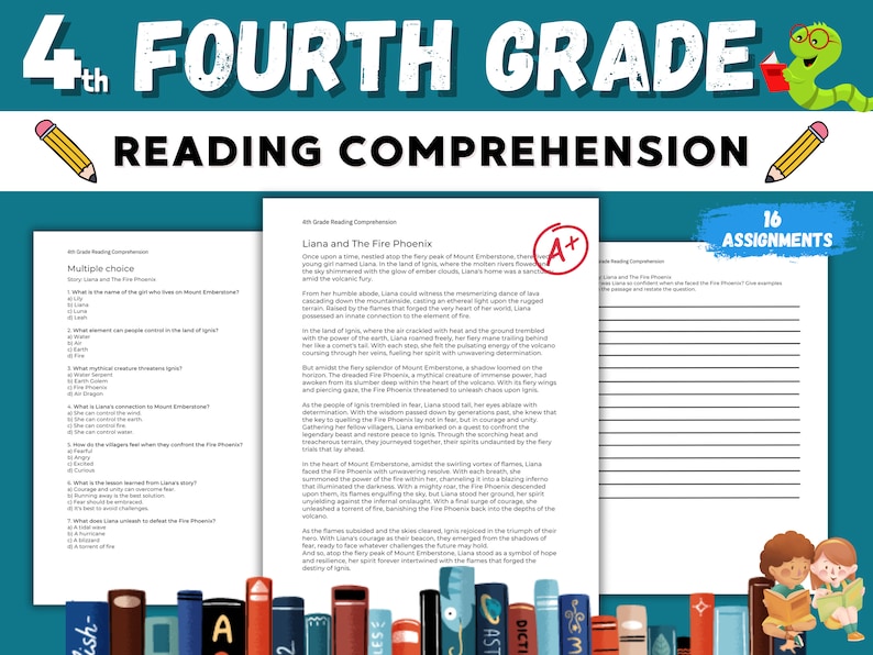 4th Grade Reading Comprehension Bundle 16 Assignments + Bonus Sight ...