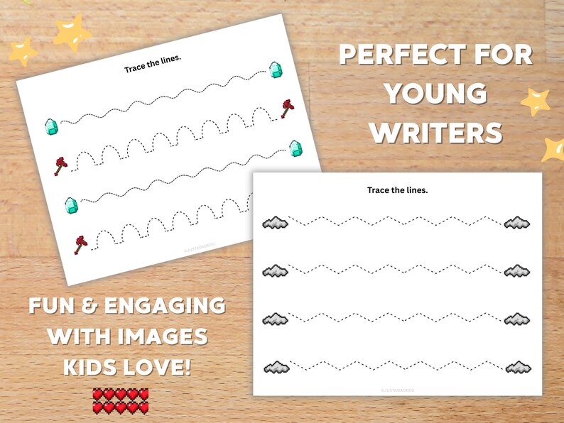 Kindergarten Preschool Minecraft Tracing Practice, Writing Practice ...