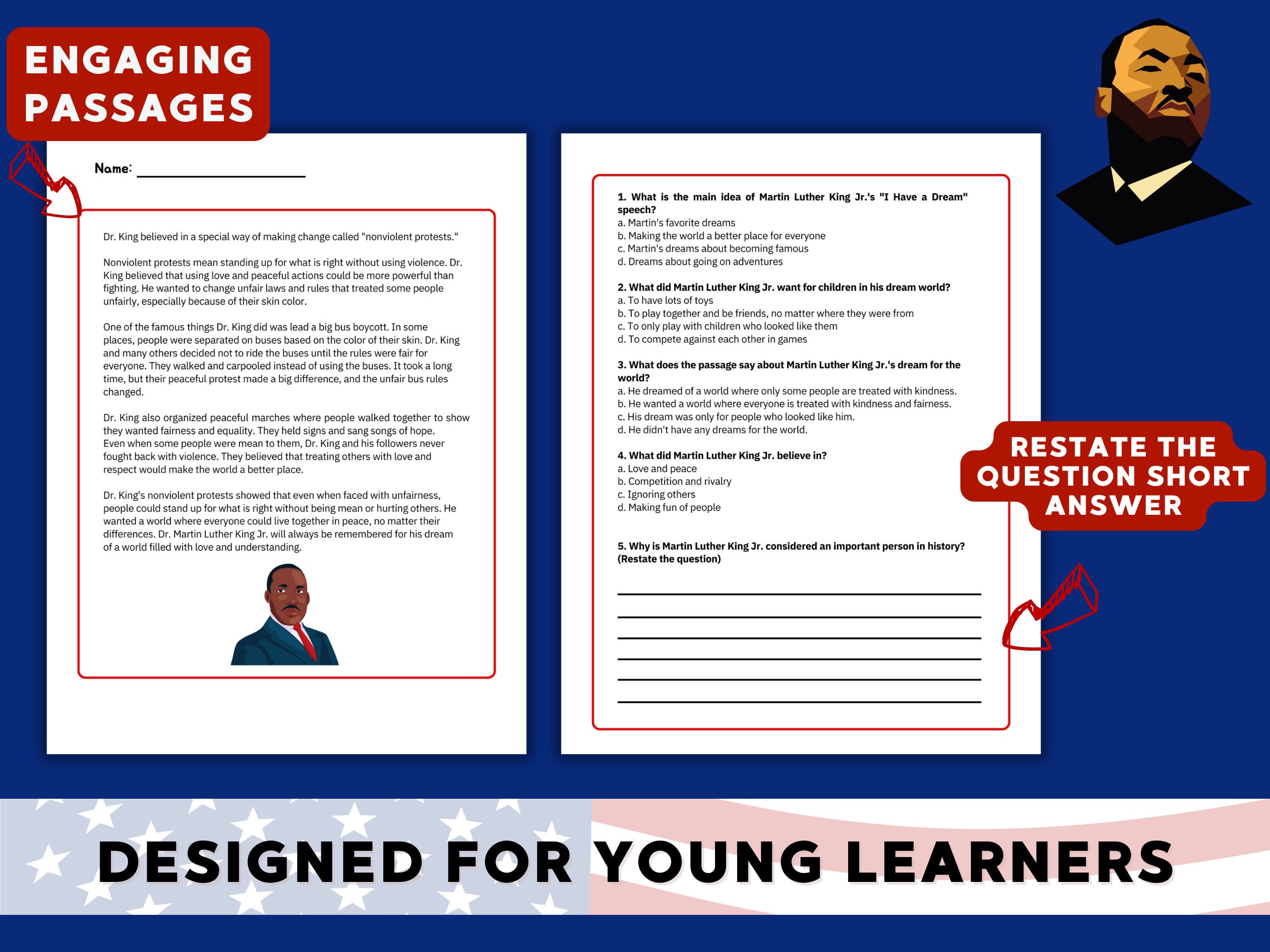 3rd Grade Black History Month Martin Luther King Jr Reading ...