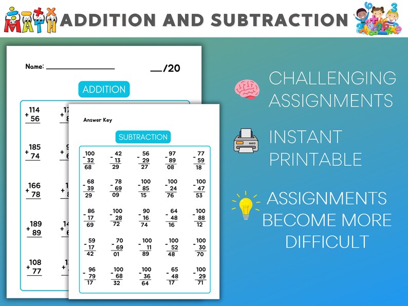 2nd Grade Addition and Subtraction Bundle - Etsy
