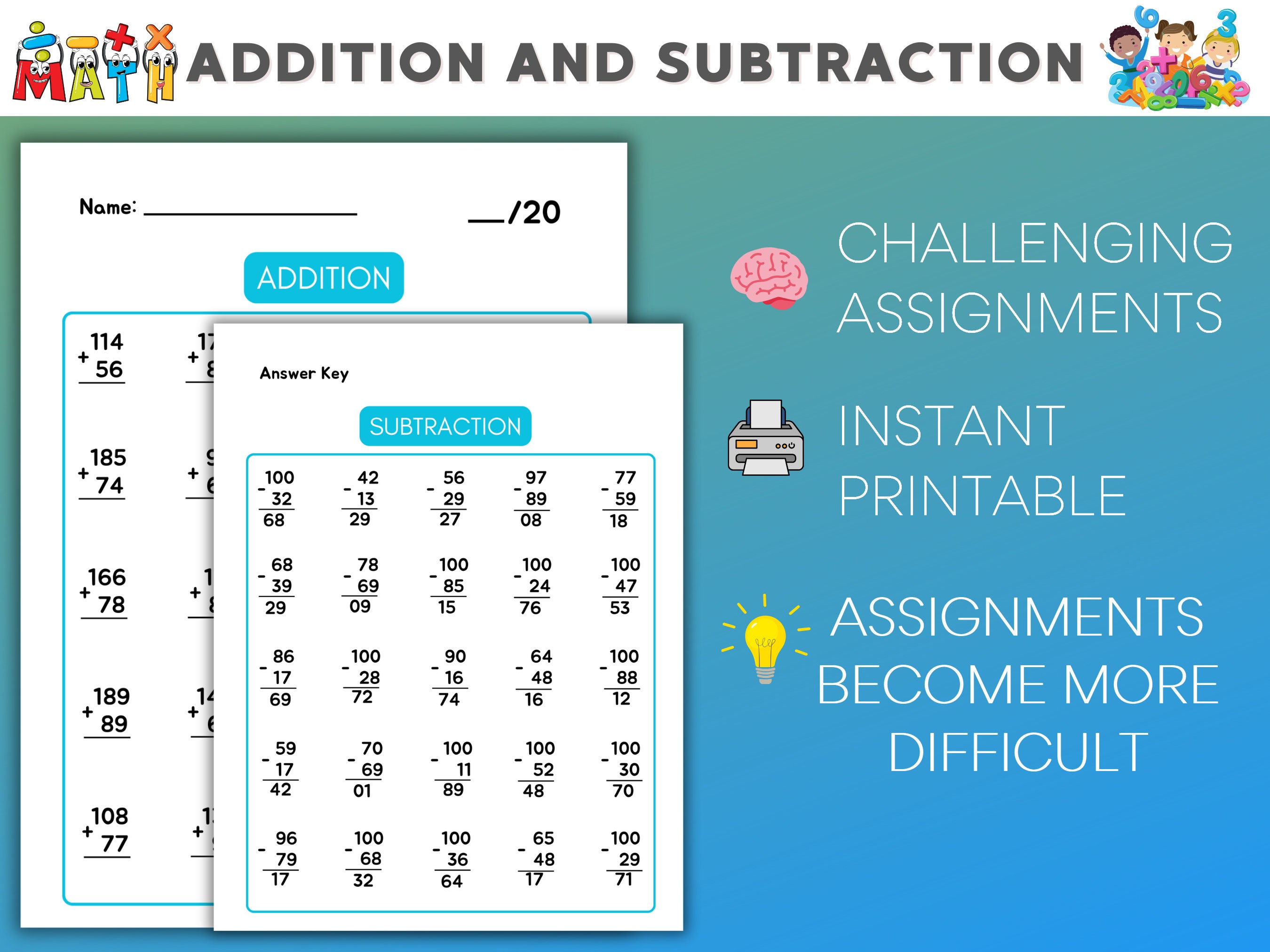 2nd Grade Addition and Subtraction Bundle - Etsy