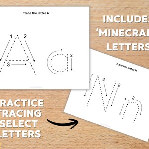 Kindergarten Preschool Minecraft Tracing Practice, Writing Practice ...