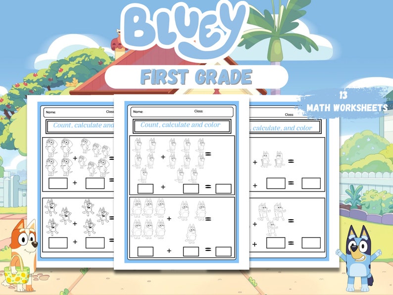 First Grade Bluey Addition and Subtraction Bundle. 13 Activities Plus ...