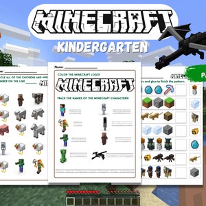 Kindergarten Minecraft Tracing and Math Activity Bundle - Etsy