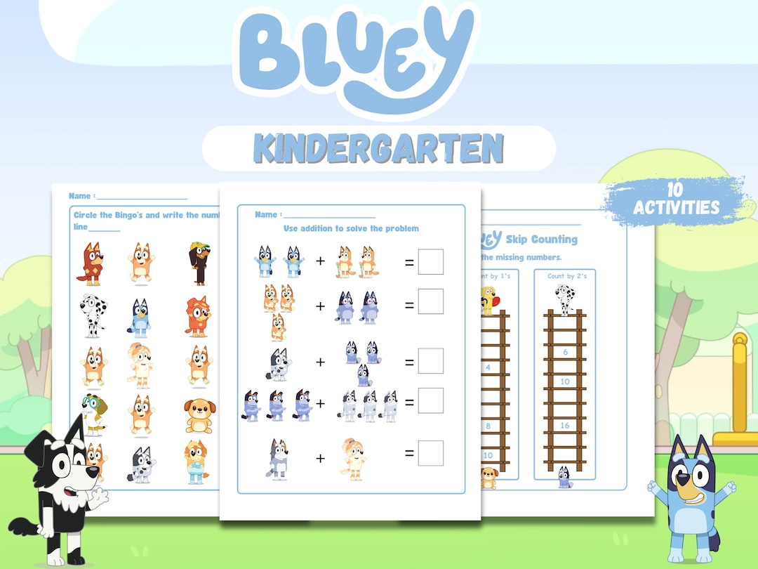 Bluey Kindergarten Kids Tracing and Math Activities Bundle. 10 ...