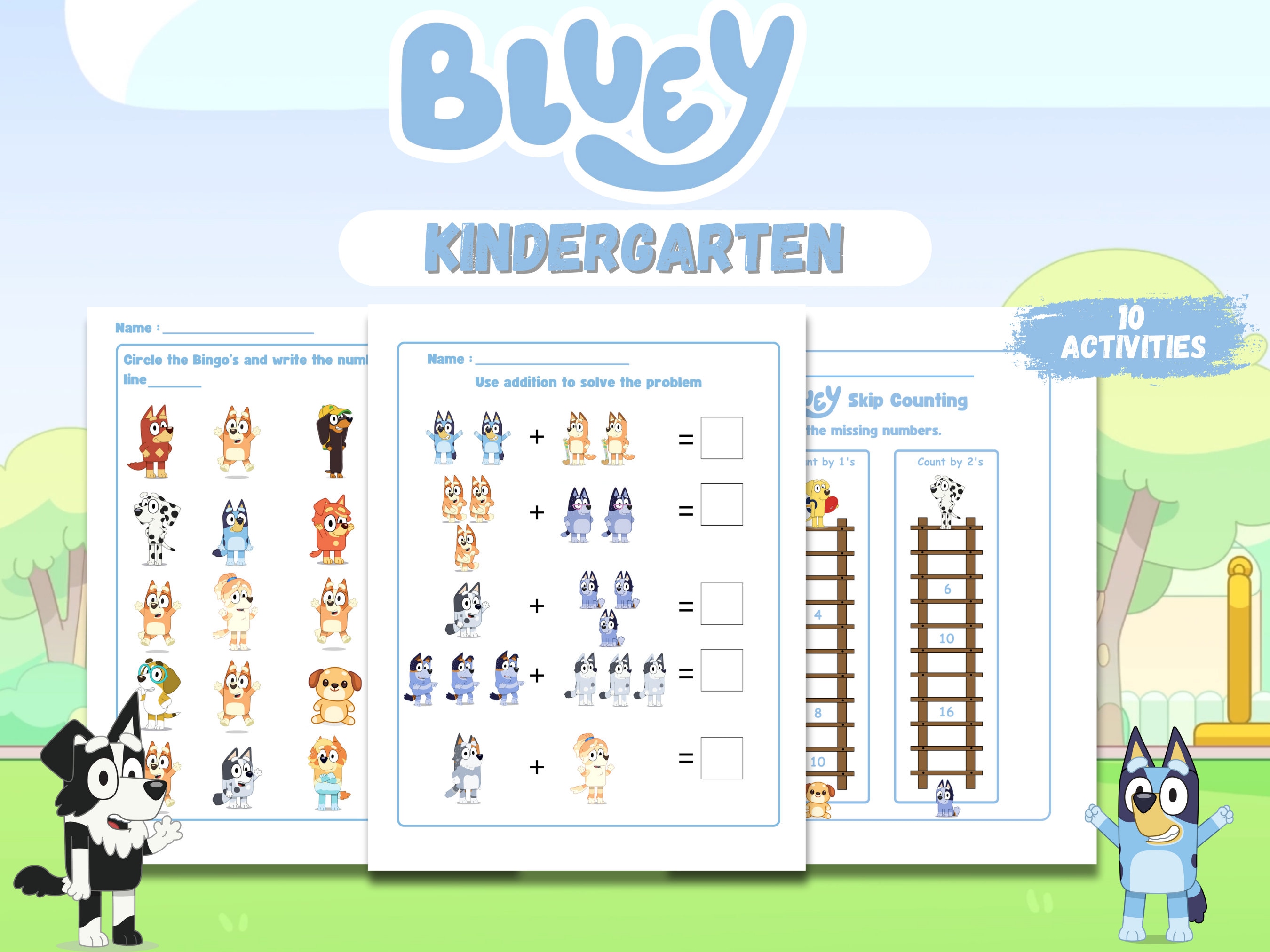 Bluey Kindergarten Kids Tracing and Math Activities Bundle. 10 ...