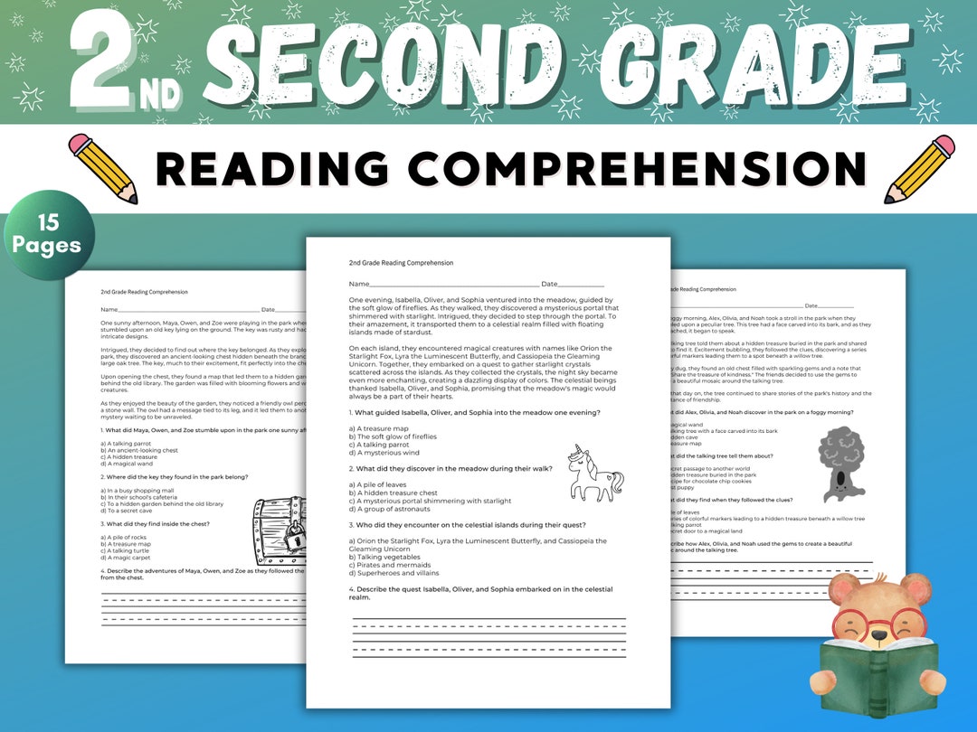 2nd Grade Reading Comprehension Bundle 15 Pages - Etsy