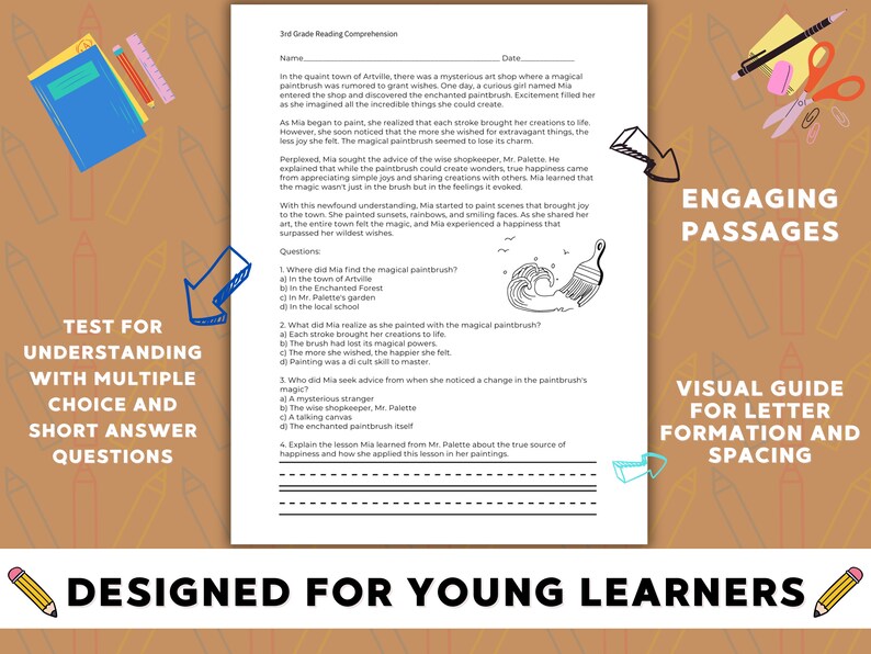 3rd Grade Reading Comprehension Bundle 15 Pages - Etsy