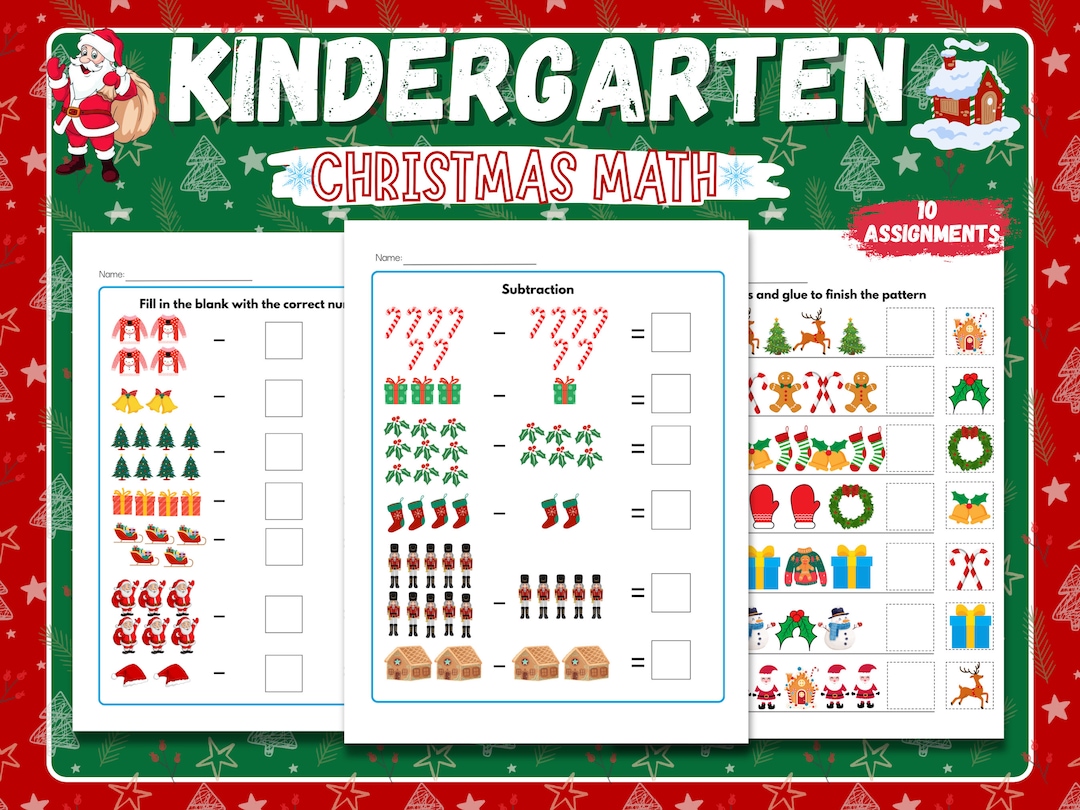Kindergarten Christmas Math Bundle 10 Pages - Etsy