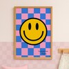 Checkered Smiley Face Digital Wall Art - Red and Yellow - Etsy