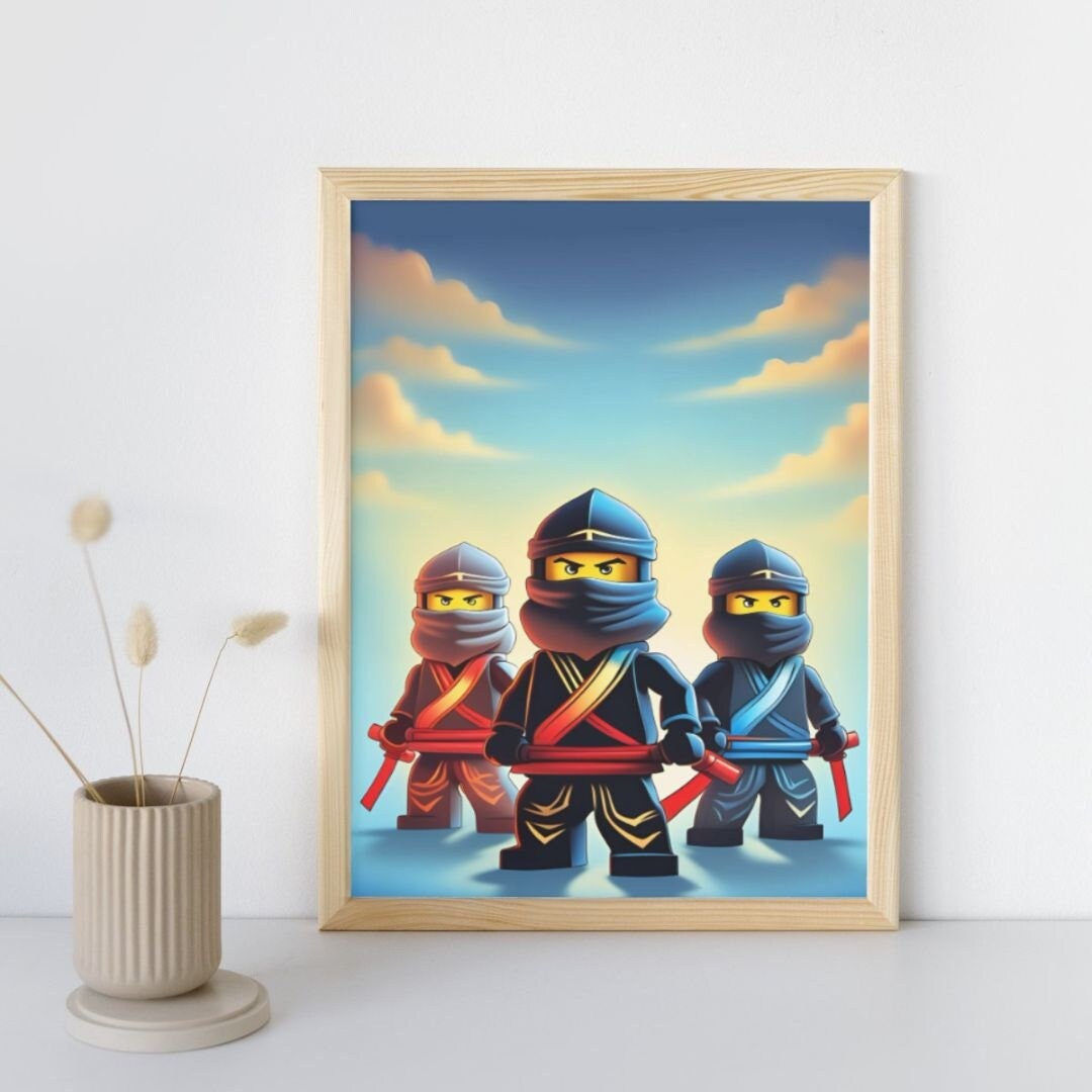 Ninja Wall Art Boys Room - Blue Ninja Poster - DIGITAL ART PRINT - Wall ...