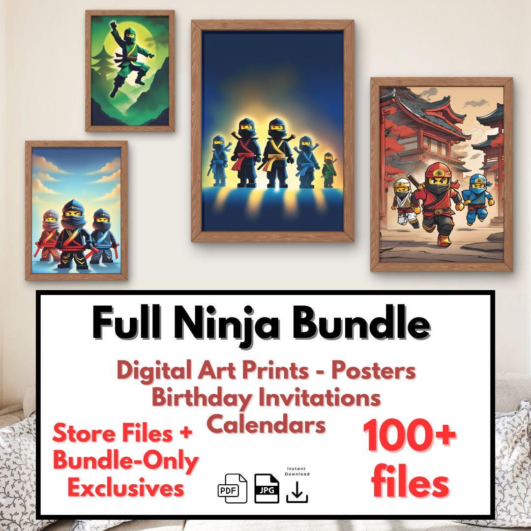 Mega Bundle: Ninja Wall Art Boys Room - Ninja Poster Kids - DIGITAL ART ...