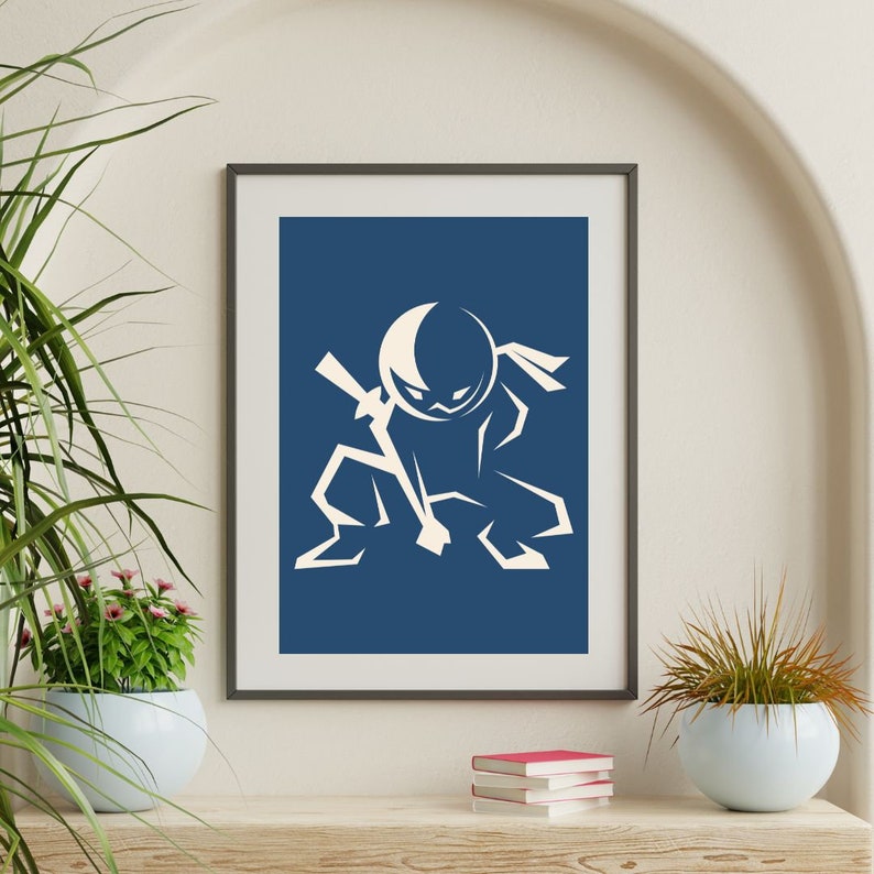 Set of 2 - Ninja Wall Art Boys Room - Blue Ninja Trio - DIGITAL ART ...