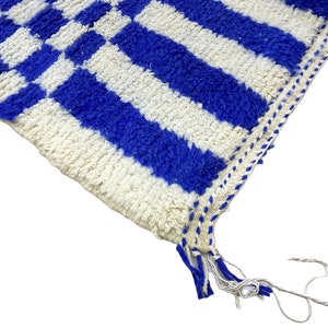Large Blue and White Checkered Rug, Moroccan Berber Checkered Rug ...