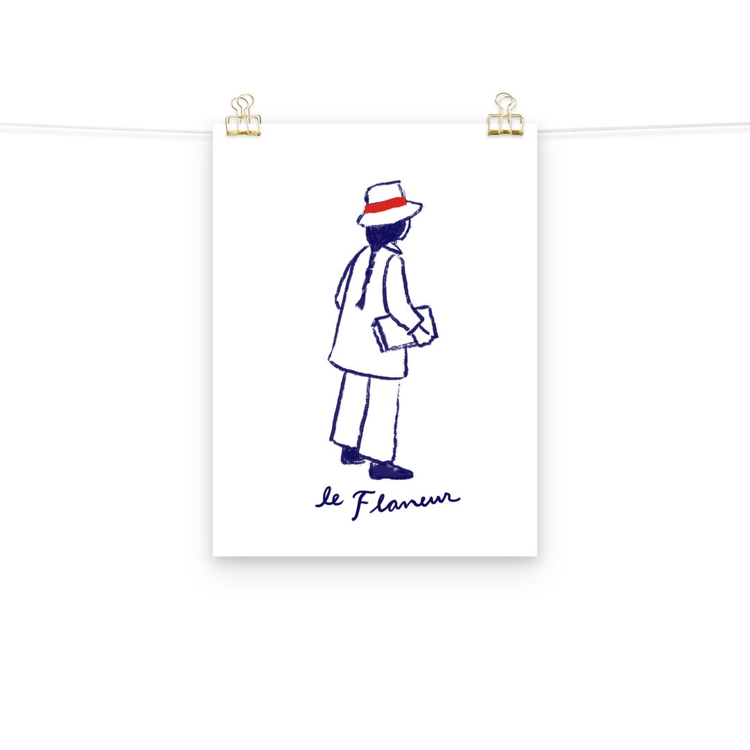 LE FLANEUR French Girl Art Poster, Wanders the City in Search of ...