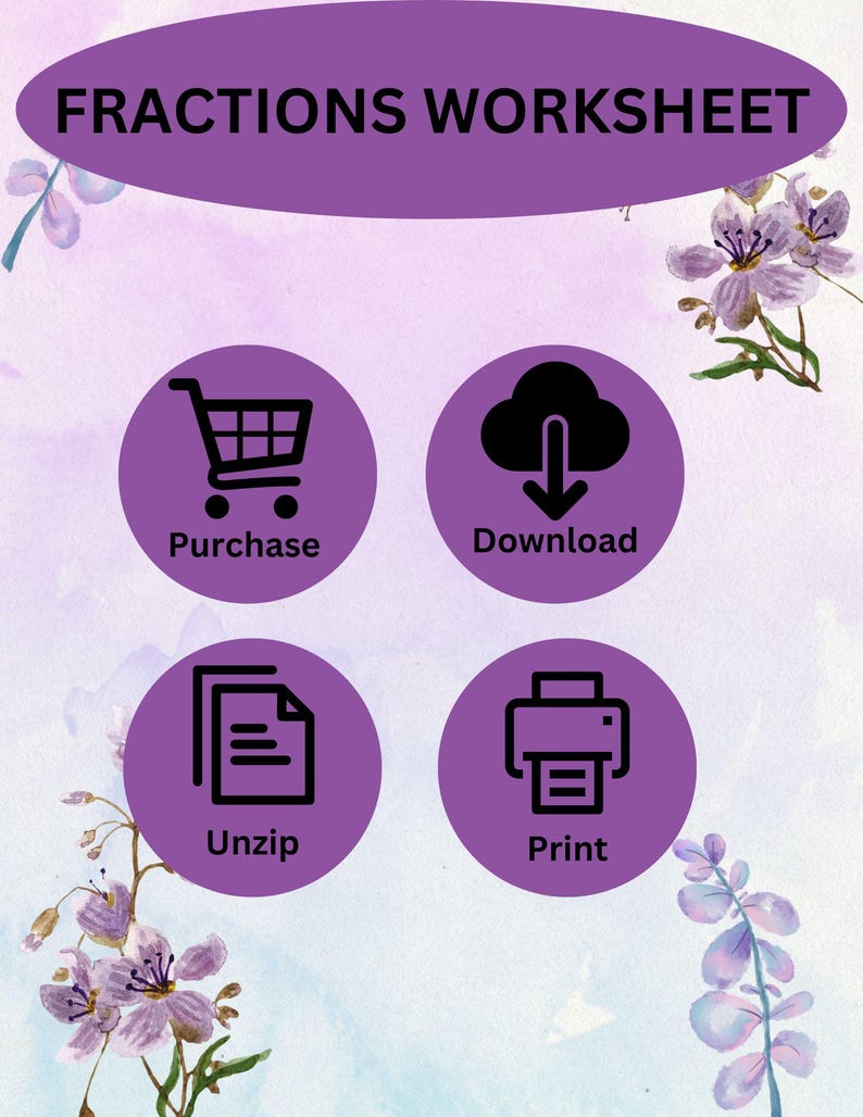 Fractions Worksheet for Kids-digital Download Math Worksheet-digital ...