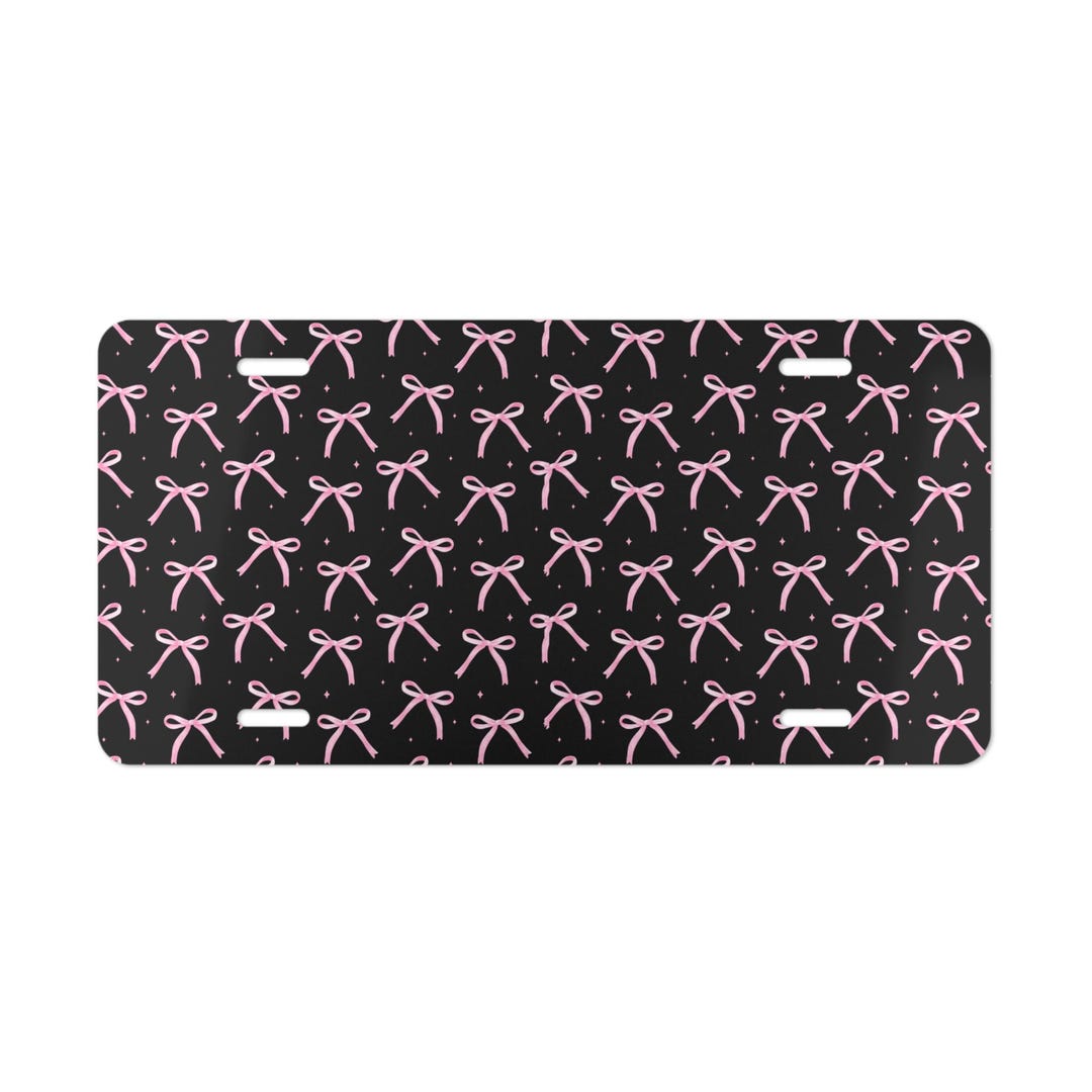 Coquette Pattern Pink Bow License Plate, Romantic Cute Gift for Her Car ...