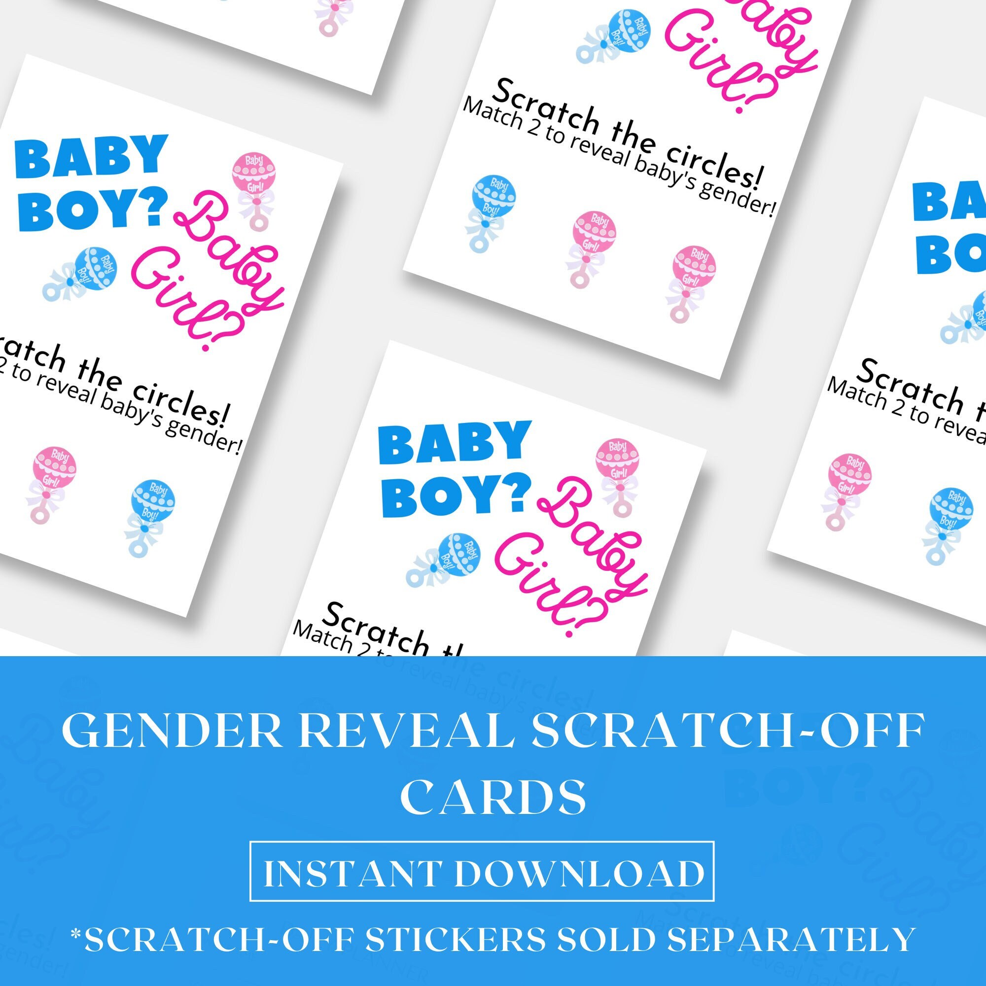 Gender Reveal Scratch-off Cards: Baby Shower Game. Girl and Boy Cards ...