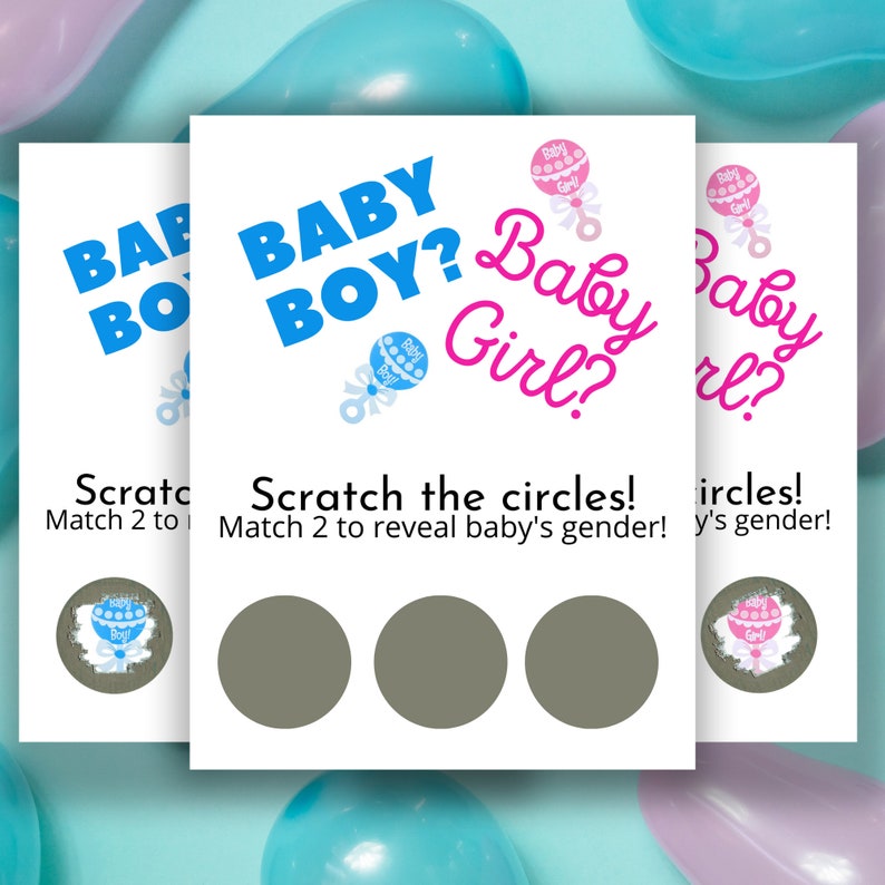 Gender Reveal Scratch-off Cards: Baby Shower Game. Girl and Boy Cards ...