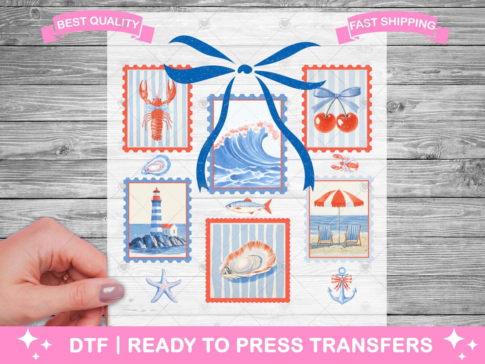 Summer Coastal Beach Stamp DTF Transfers, Prints, Ready to Press Shirt ...