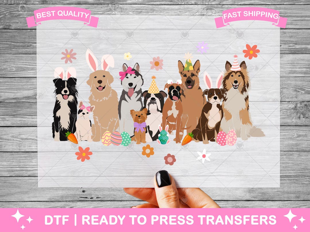 Easter Dogs Dog Breed Easter DTF Transfers, DTF Prints, Ready to Press ...