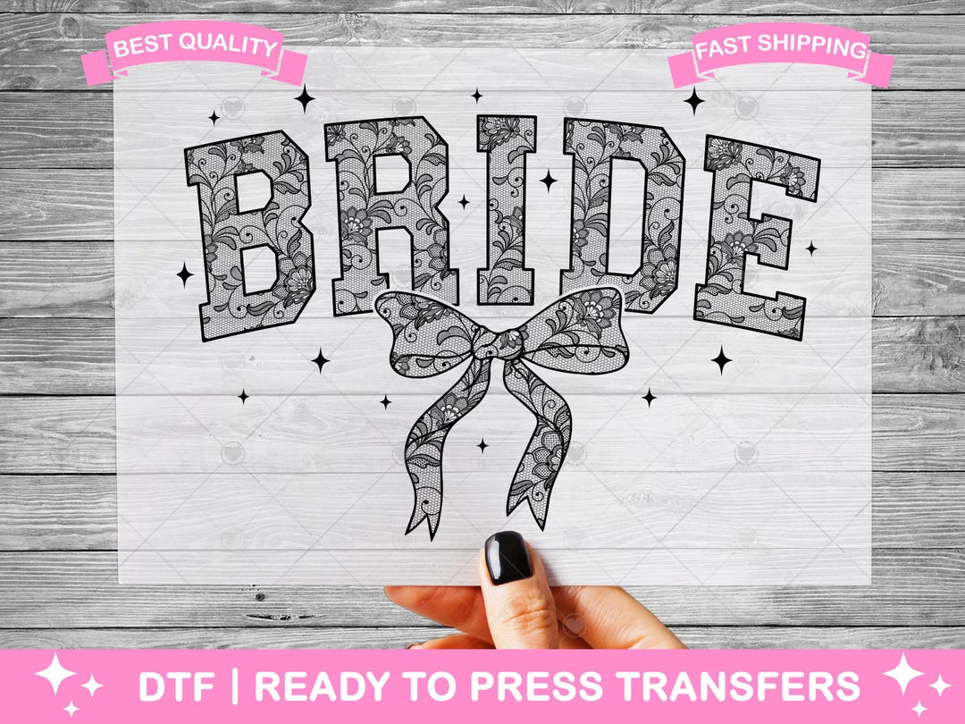 Lace Bride Wedding DTF Transfers, DTF Prints, Ready to Press Shirt ...