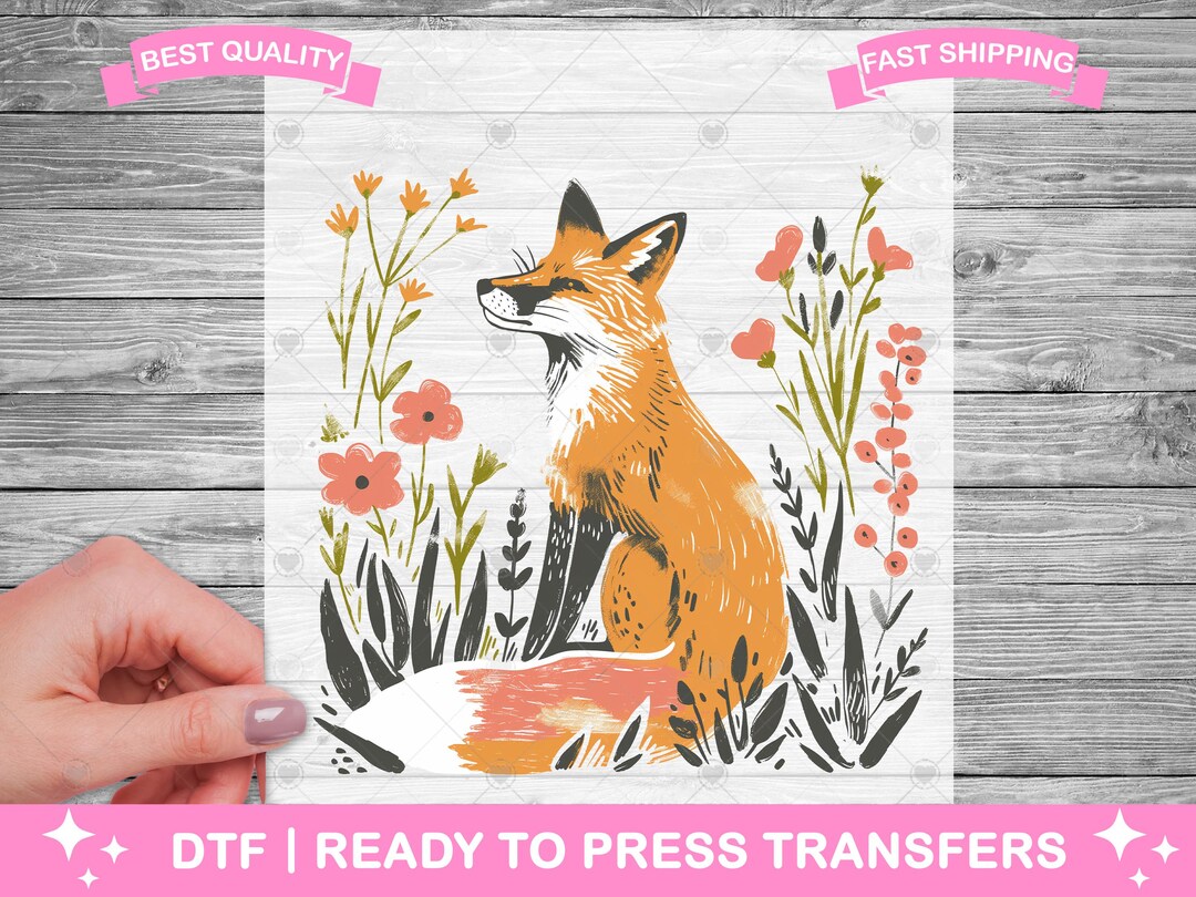 Fox Flower Forest DTF Transfers, Dog Breed Prints, Ready to Press Shirt ...