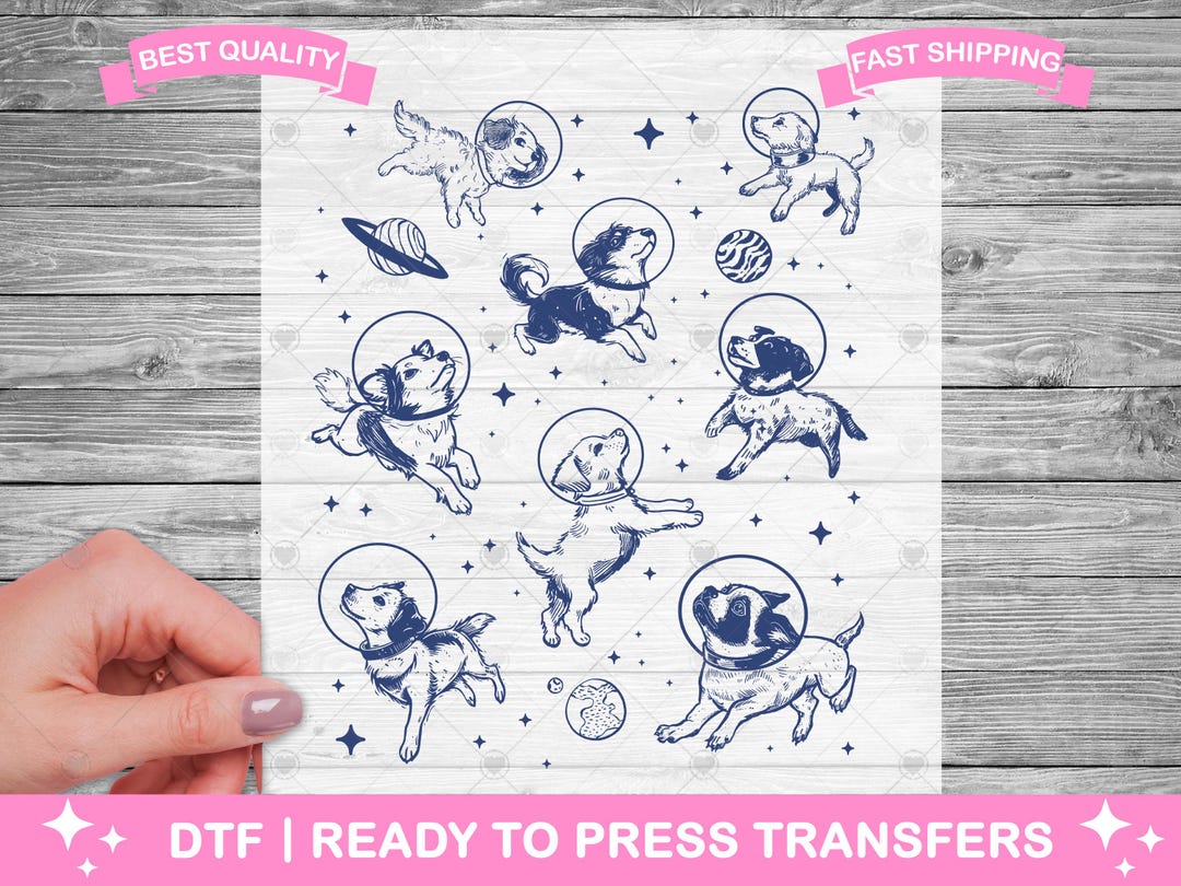 Dogs in Space DTF Transfers, Dog Breed Prints, Ready to Press Shirt ...