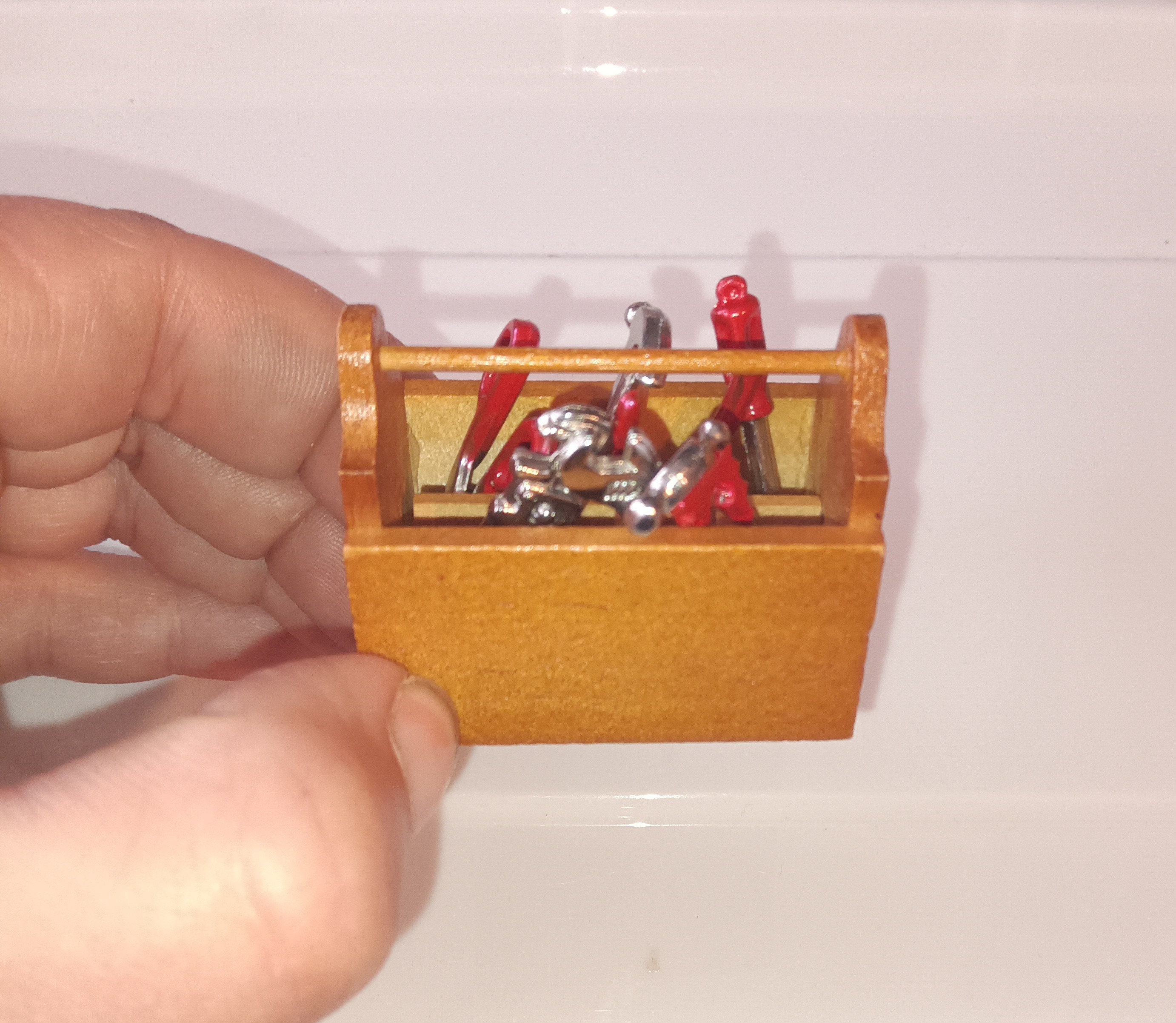 1/12 Scale Vintage Wood Tool Box With Tools Dollhouse Miniature - Etsy