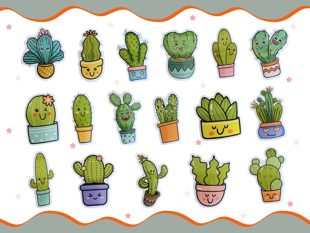 Cactus Sticker Pack Plant Stickers for Scrapbooking Stickers for Water ...