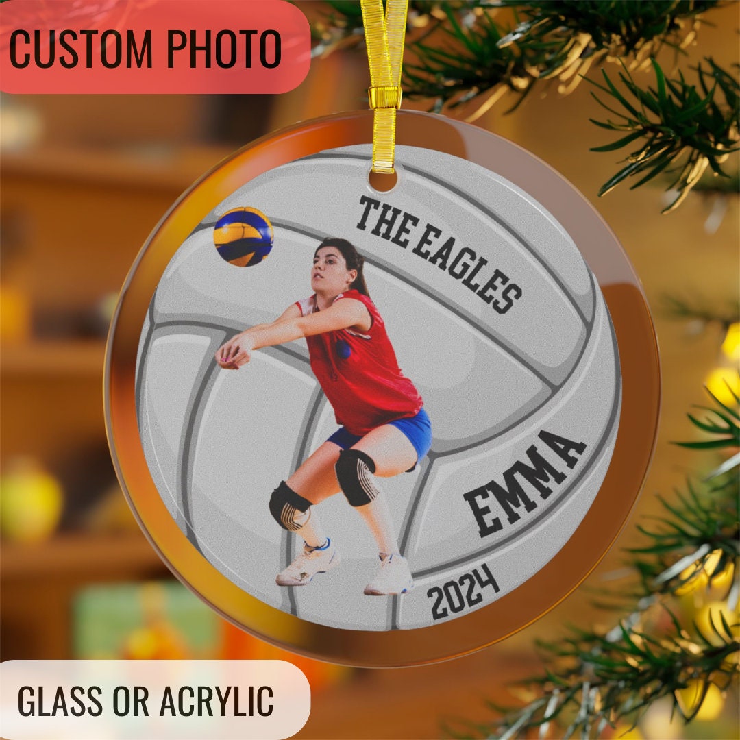 Custom Photo Volleyball Ornament Personalized Glass Ornament for ...