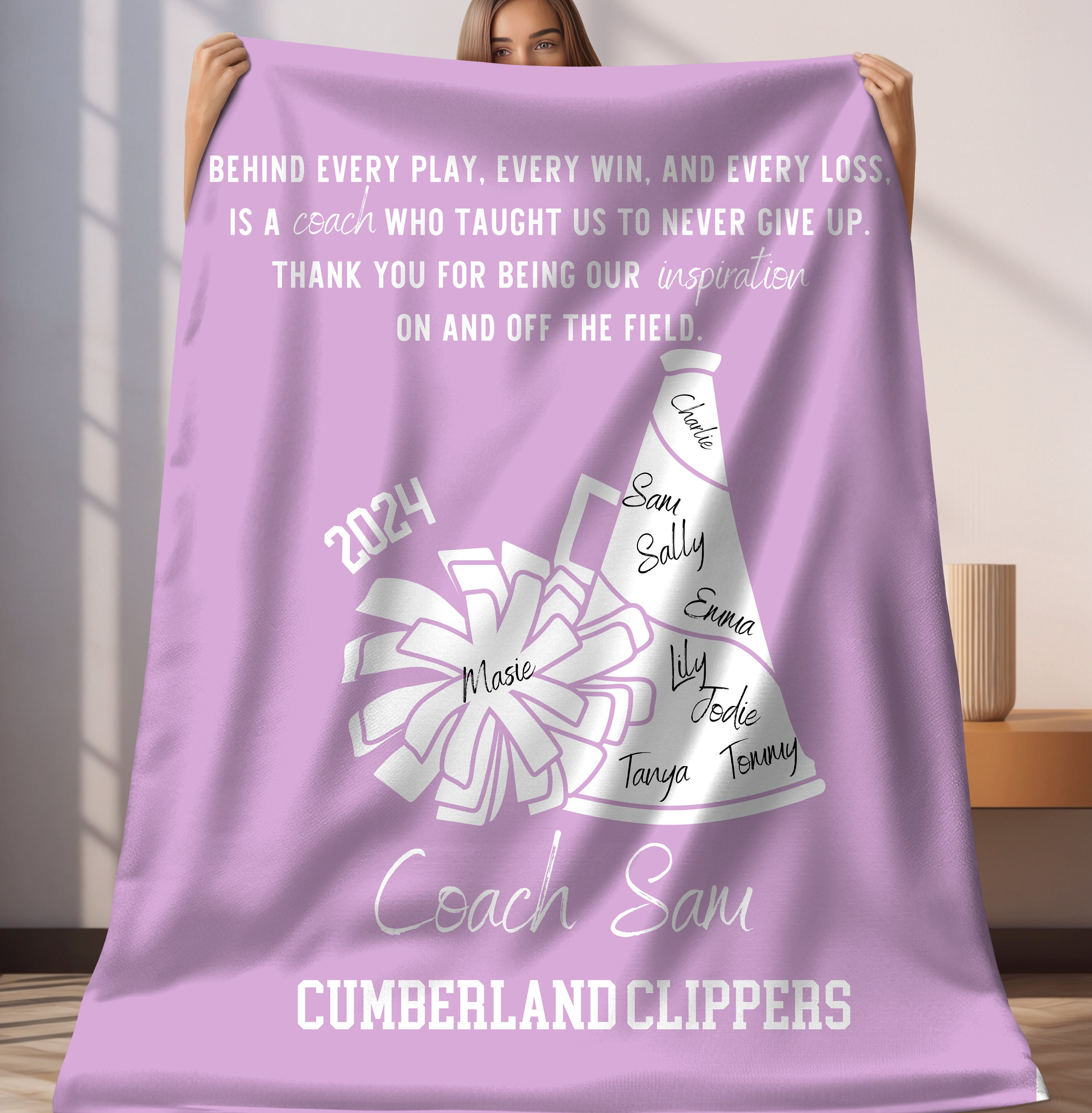 Custom Cheer Coach Blanket Gift From Team Cheer Coach Gift With ...