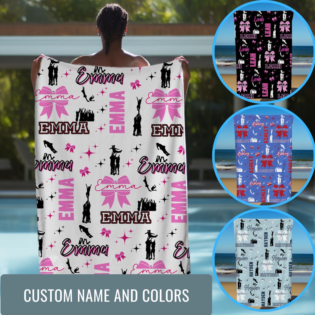 Competitive Cheerleader Beach Towel Custom Cheerleading Gift for Senior ...