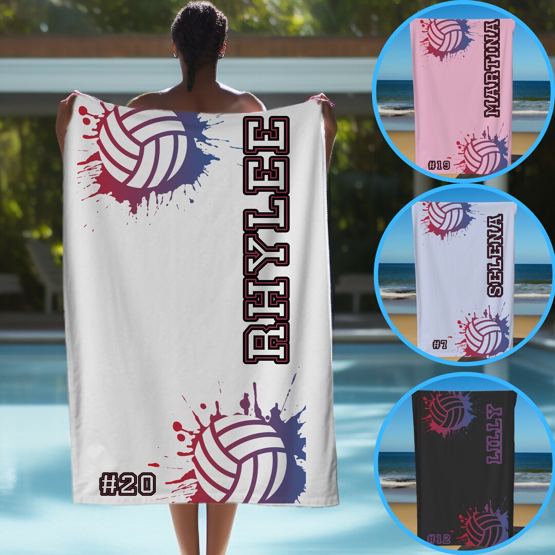Custom Volleyball Towels Gift for Volleyball Player Personalized Beach ...