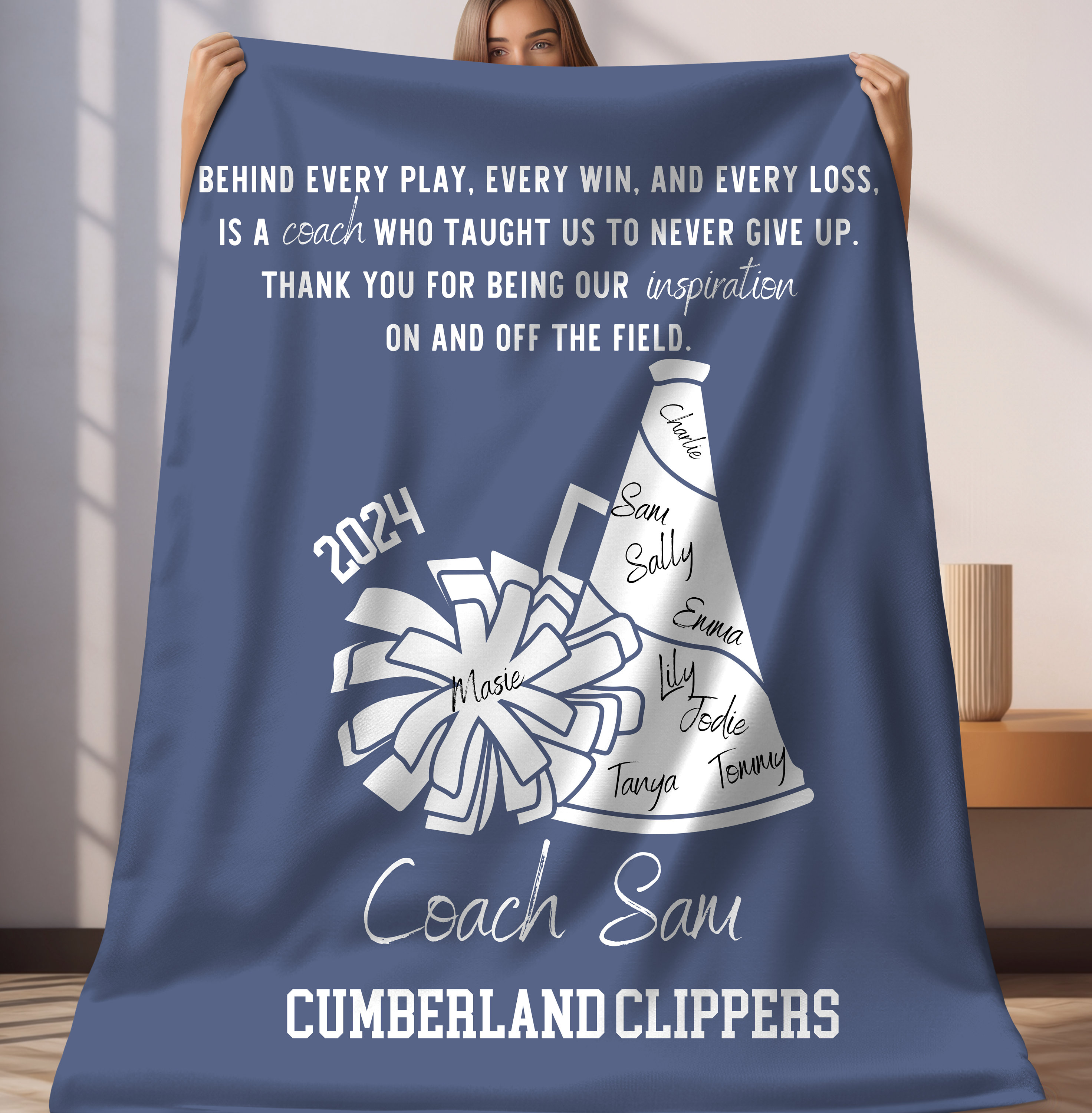Custom Cheer Coach Blanket Gift From Team Cheer Coach Gift With ...