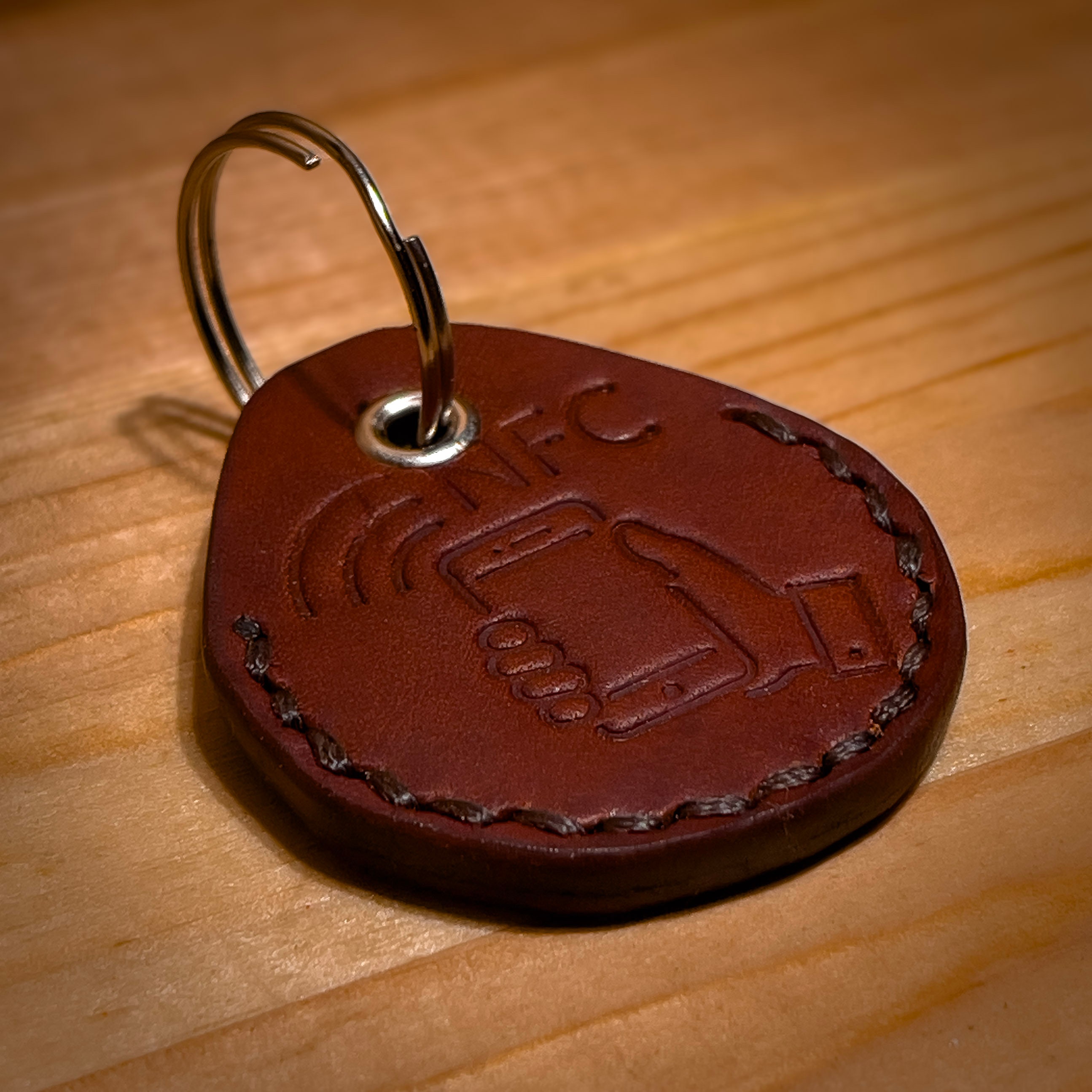 Leather Keyring With NFC Tag Inside. Handmade, Delivery From Ukraine ...