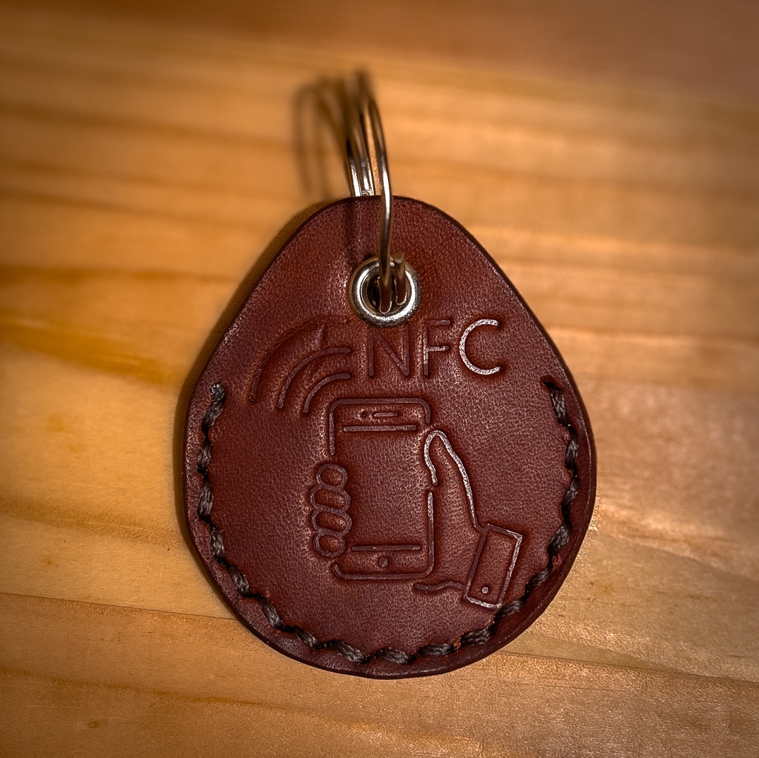 Leather Keyring With NFC Tag Inside. Handmade, Delivery From Ukraine ...