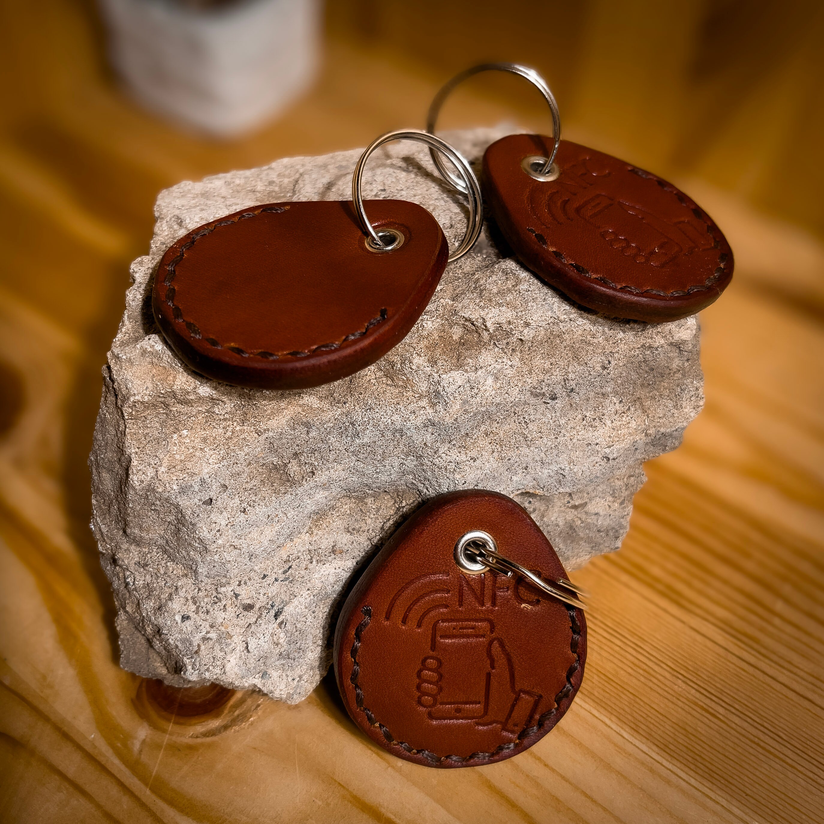 Leather Keyring With NFC Tag Inside. Handmade, Delivery From Ukraine ...