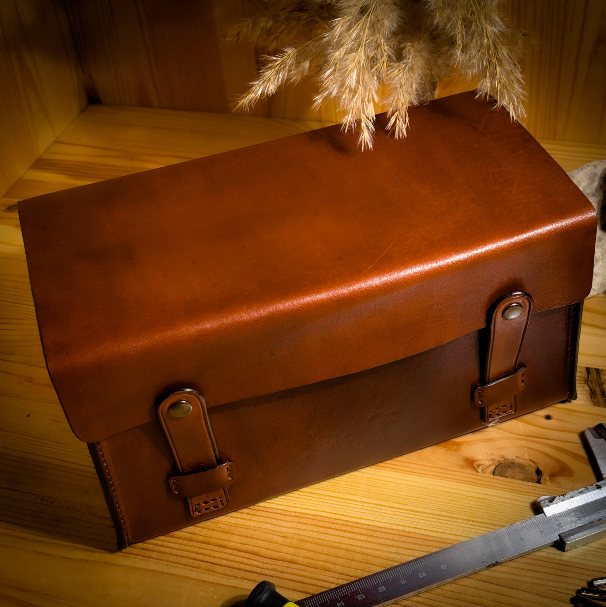 Leather Tool Bag. Toolbox for Instruments for Home or Car. Leather Box ...