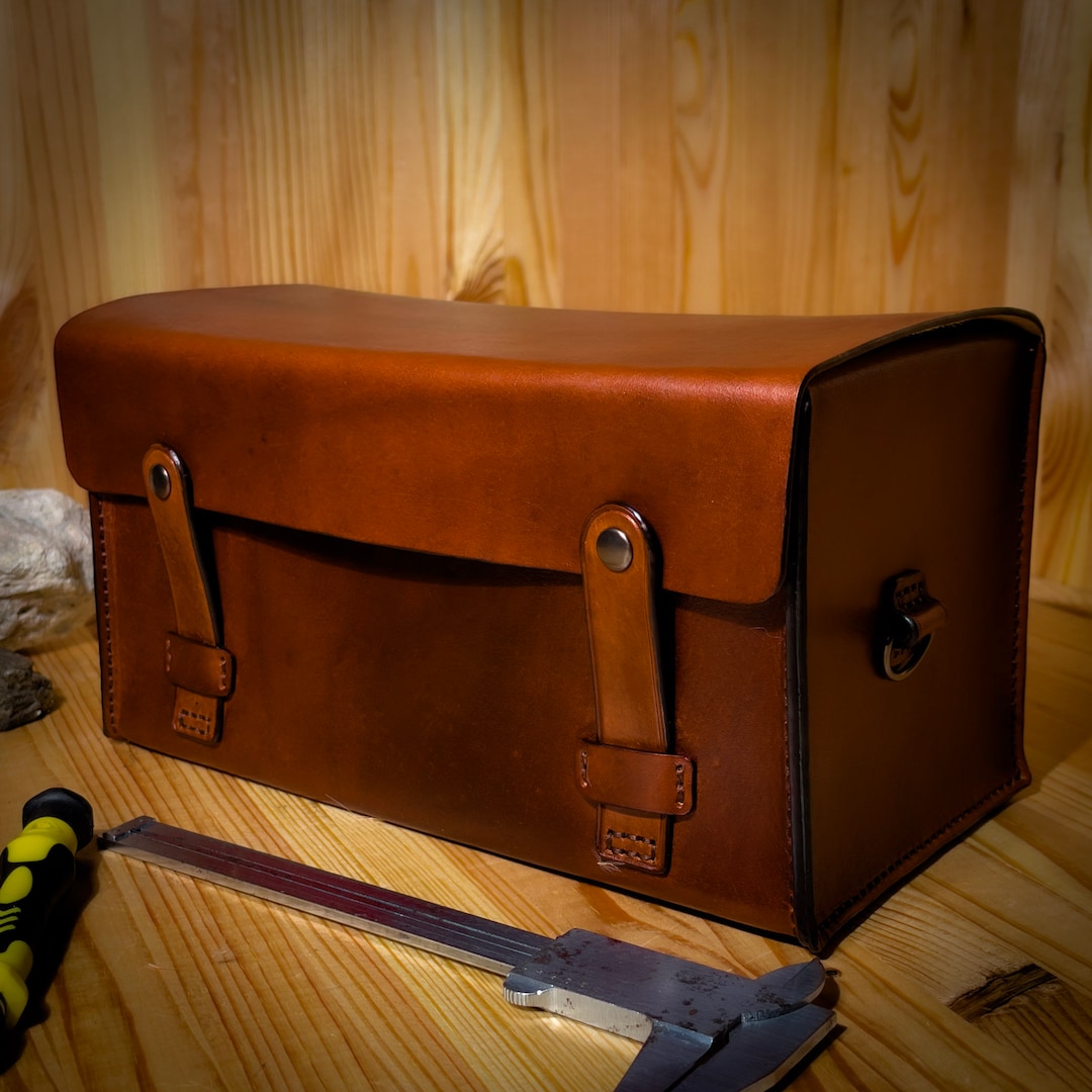 Leather Tool Bag. Toolbox for Instruments for Home or Car. Leather Box ...