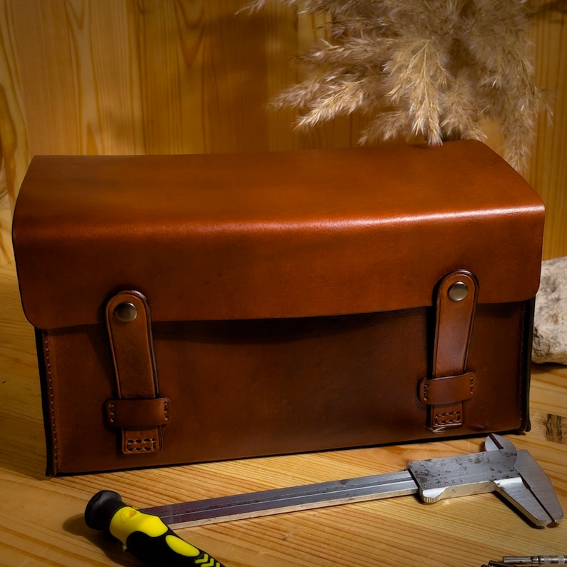 Leather Tool Bag. Toolbox for Instruments for Home or Car. Leather Box ...
