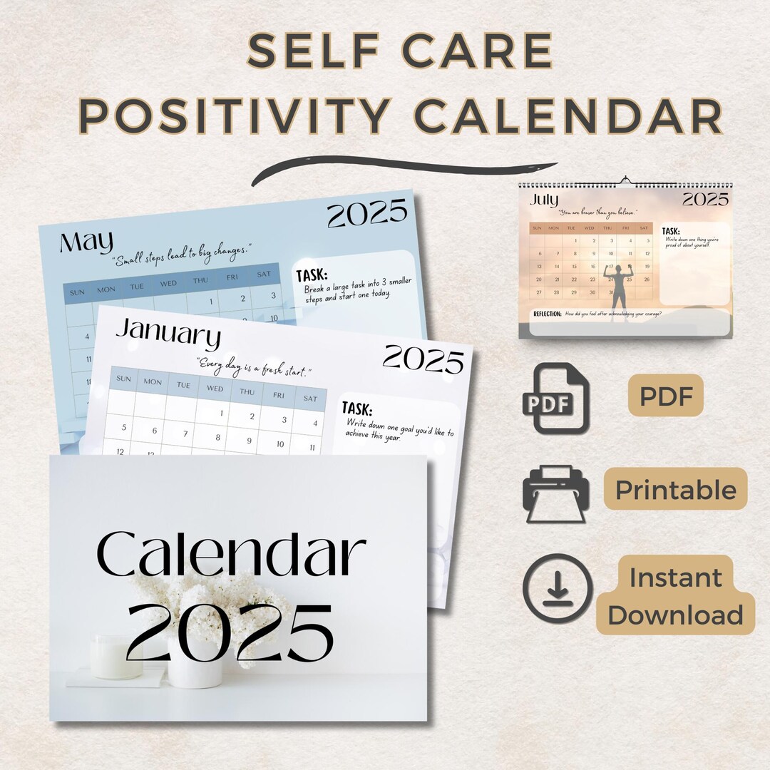 Daily Positivity Calendar 2025 | Printable Monthly Calendar PDF ...