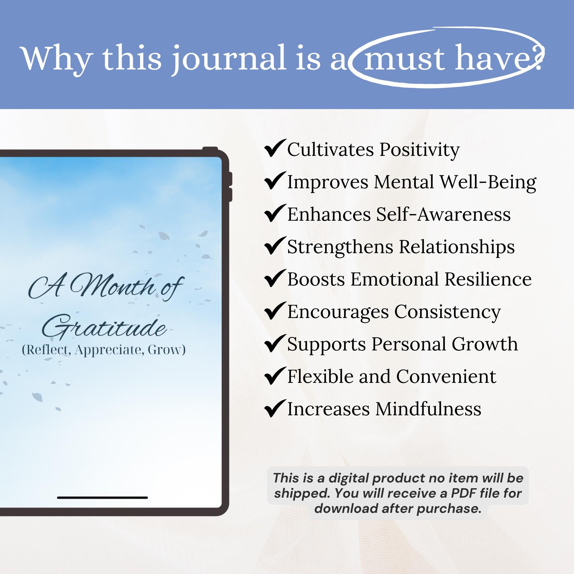 30 Days Daily Gratitude Worksheet Printable | Simple PDF Template for ...