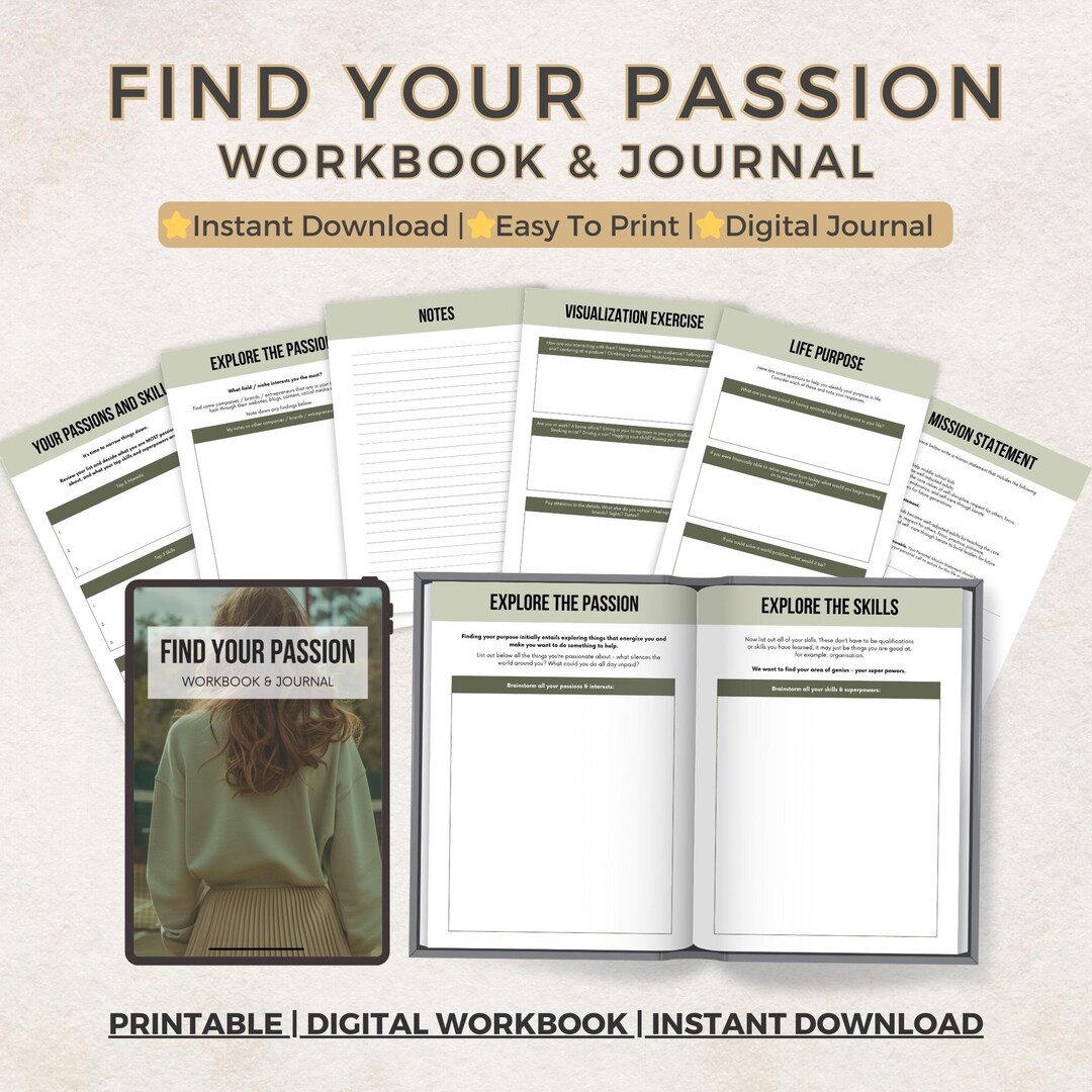 Find Your Passion Workbook: Printable Self-discovery Journal (digital ...