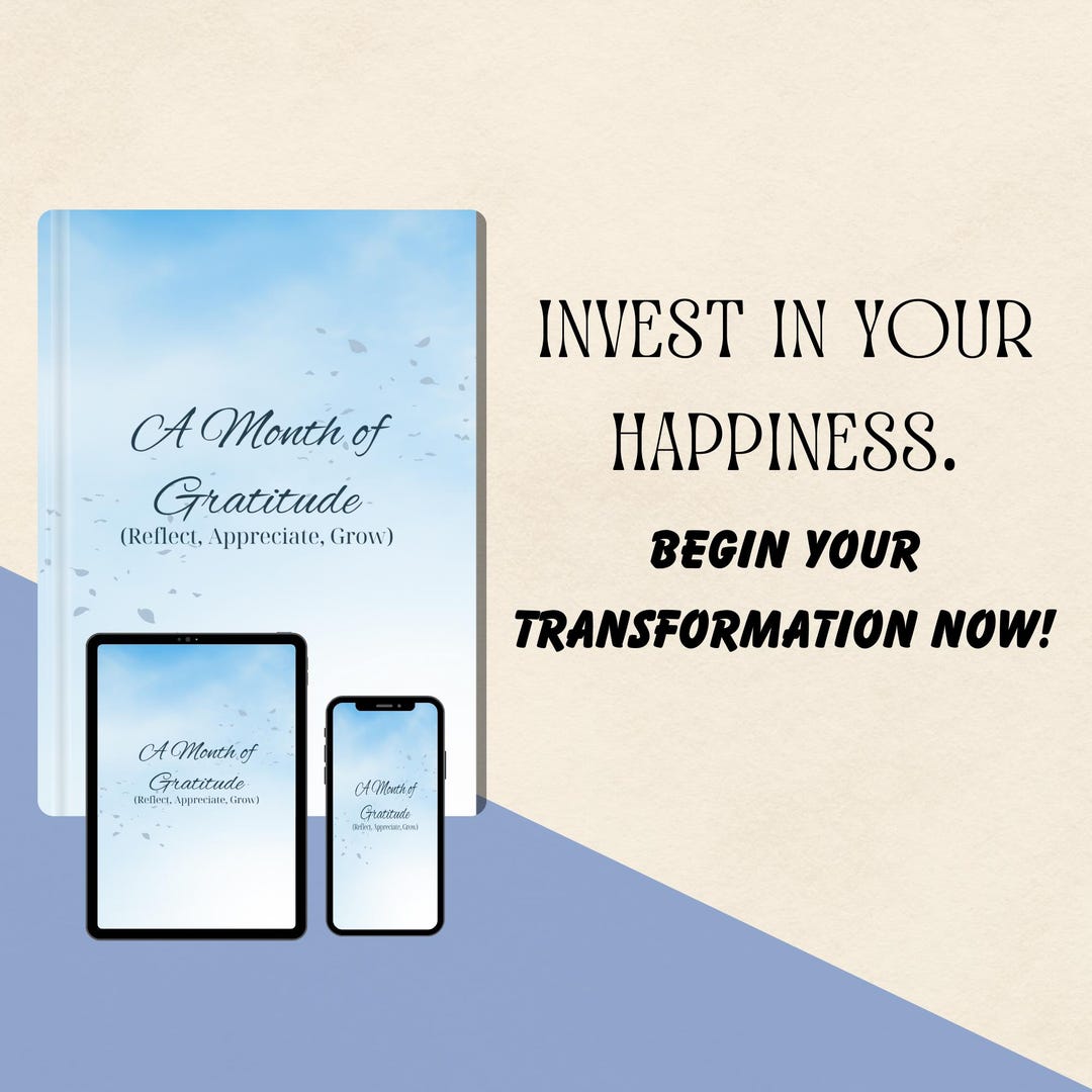 30 Days Digital Gratitude Journal Prompts, Printable Journal, Wellness ...