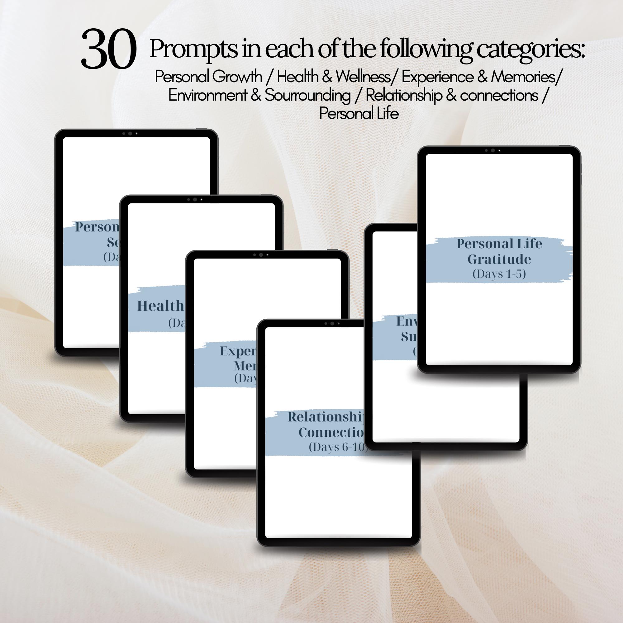 30 Days Daily Gratitude Worksheet Printable | Simple PDF Template for ...