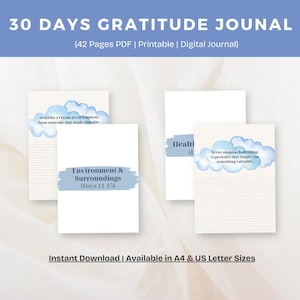30 Days Daily Gratitude Worksheet Printable | Simple PDF Template for ...