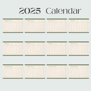 2025 Minimalist Printable Monthly Calendar, A4 & US Letter, Wall ...