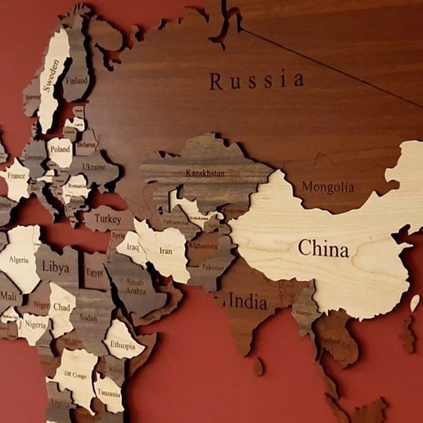 Wooden World Map - Etsy
